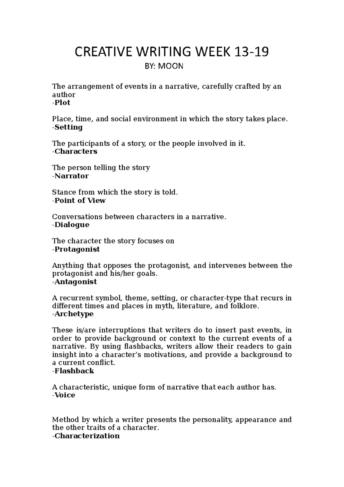 Creative Writing WEEK 13 19 Grade 12 - CREATIVE WRITING WEEK 13- BY ...