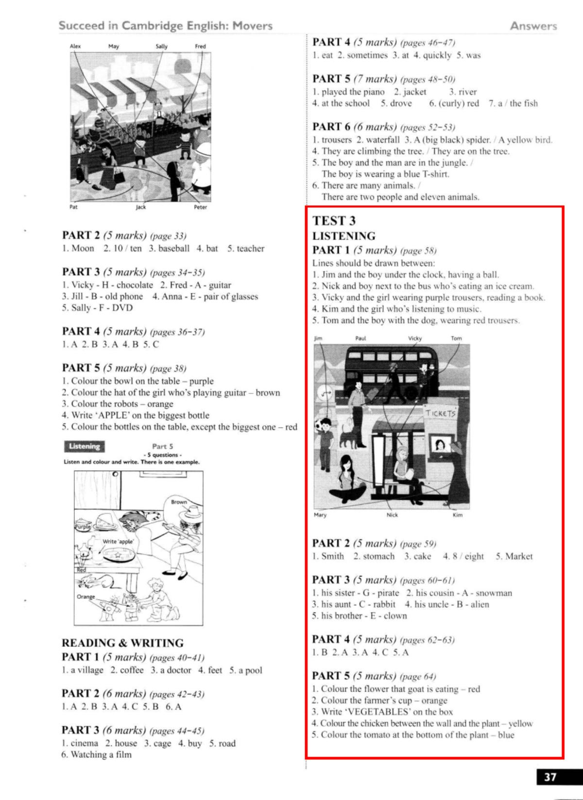 Movers Test 3 Answers (Key) - Cambridge English Exam Guide - Studocu