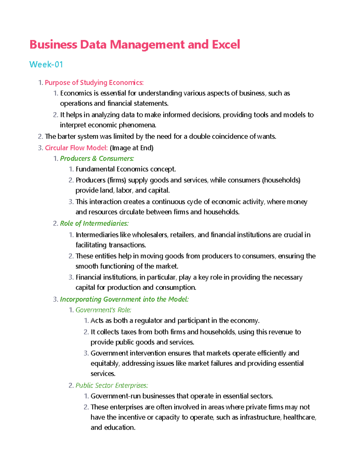 BDM 101: Comprehensive Notes on Business Data Management & Excel ...