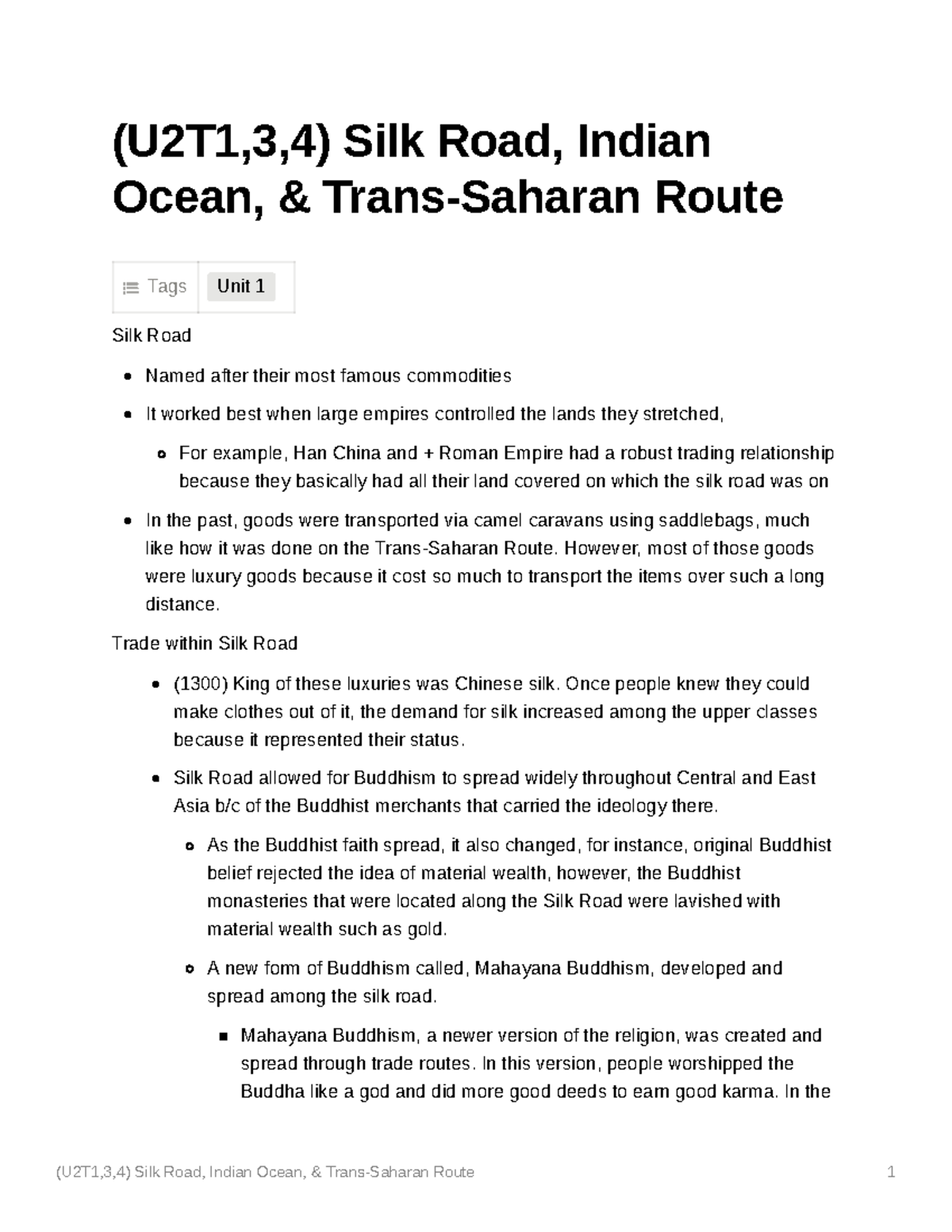 (U2T34) Overview of Silk Road, Indian Ocean & Trans-Saharan Trade - Studocu