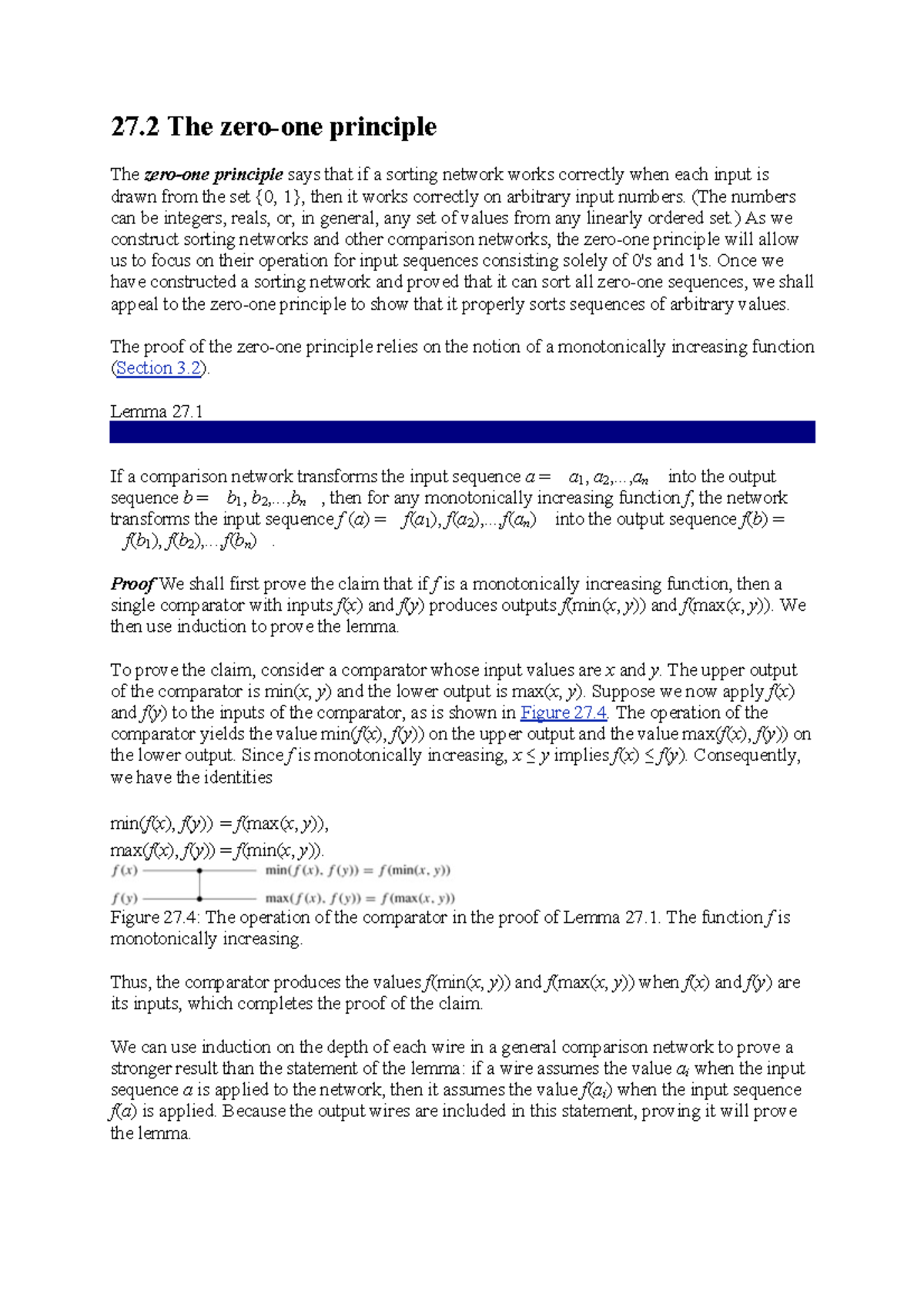 Algorithm Part 7 Sorting Networks Chapter 27 Zero One Principle 5171