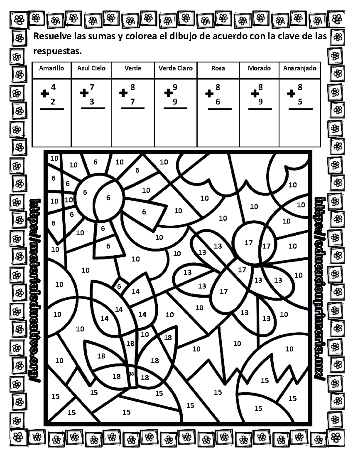 Ejercicios de Sumas y Restas: Colorea Primavera 1er MEEP - Studocu