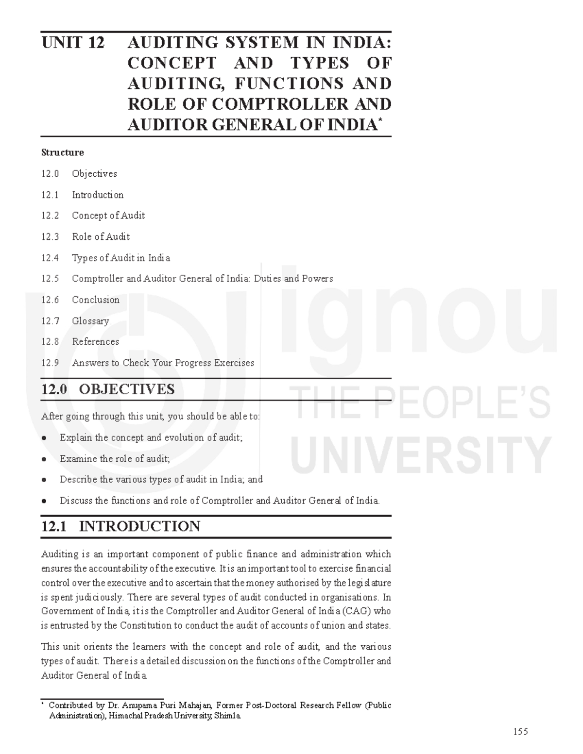 Unit 12 - Auditing System in India: Types, Roles, and CAG Functions ...