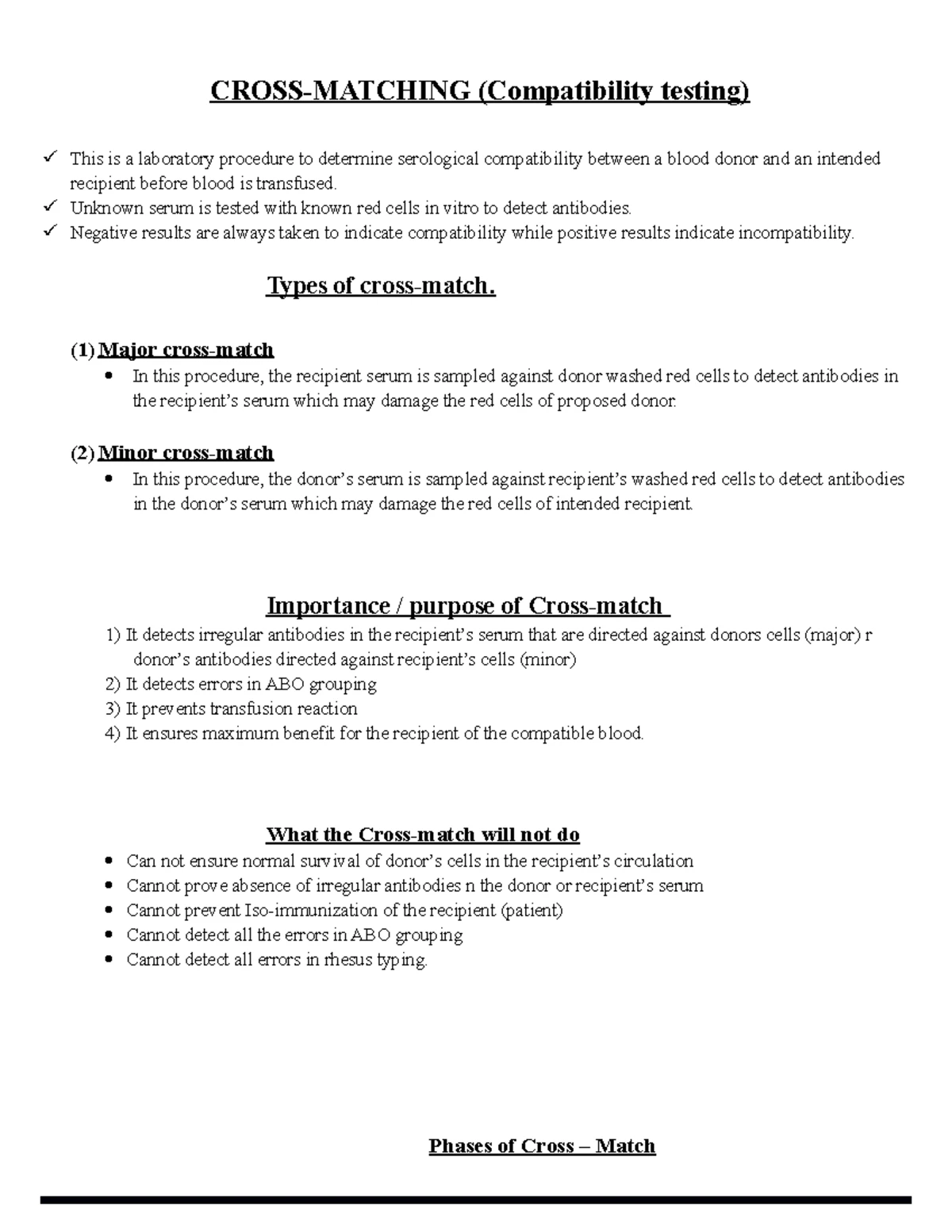 Cross-match technique - CROSS-MATCHING (Compatibility testing) This is ...