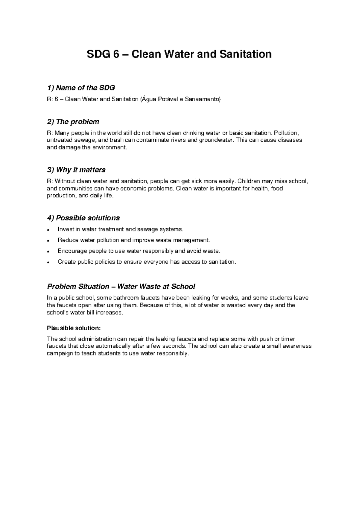 SDG 6: Clean Water & Sanitation - Challenges & Solutions - Studocu