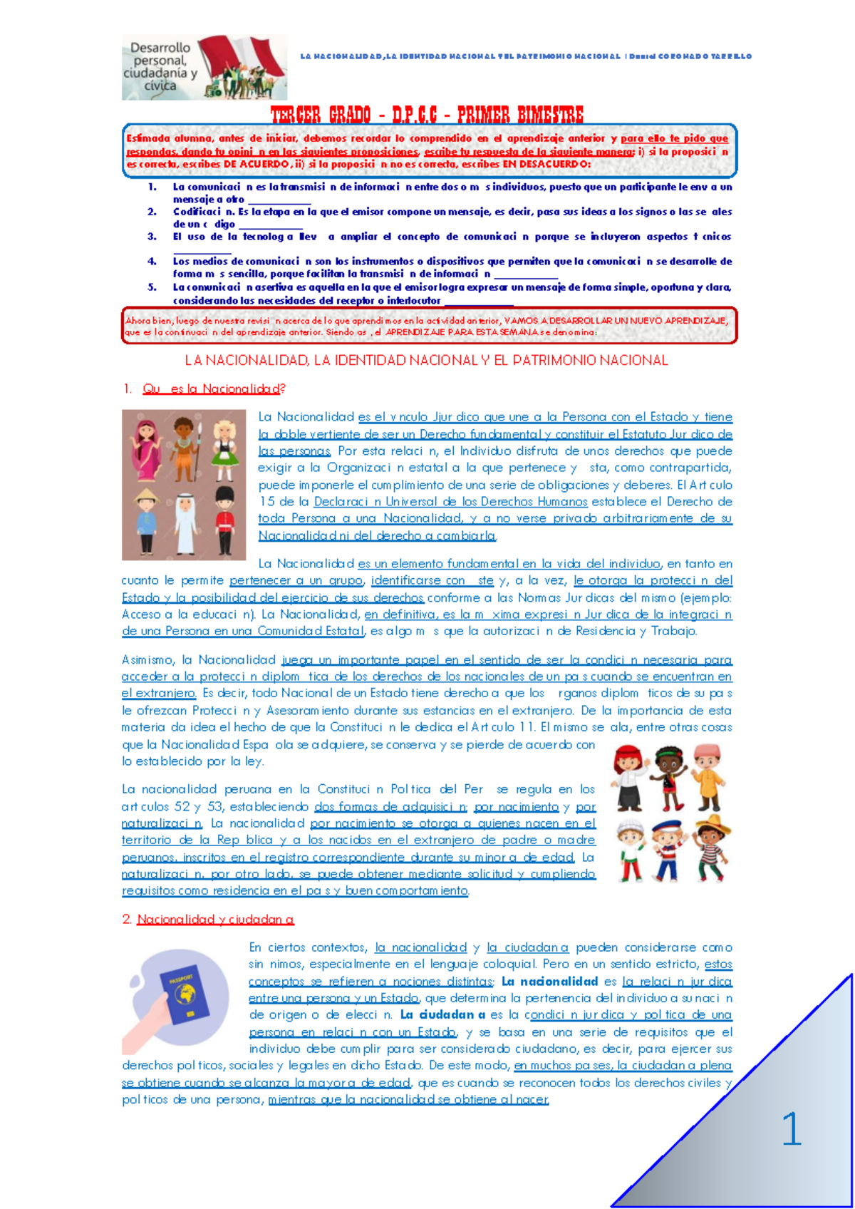 LA NACIONALIDAD Y SU IMPORTANCIA EN LA IDENTIDAD NACIONAL - 3° D.P.C.C ...