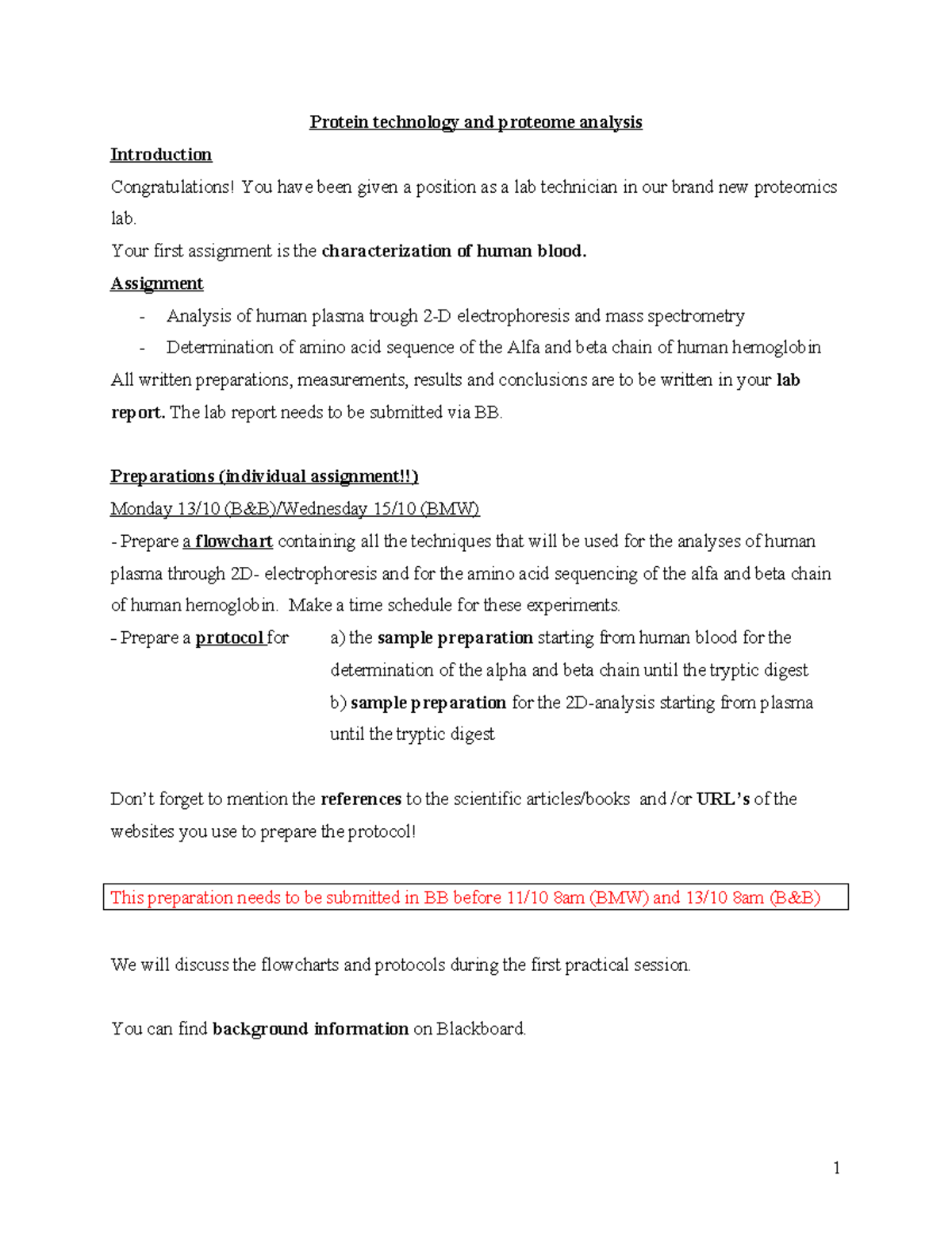 Proteomics Lab Assignment: Human Plasma Analysis & Protocols - Studocu
