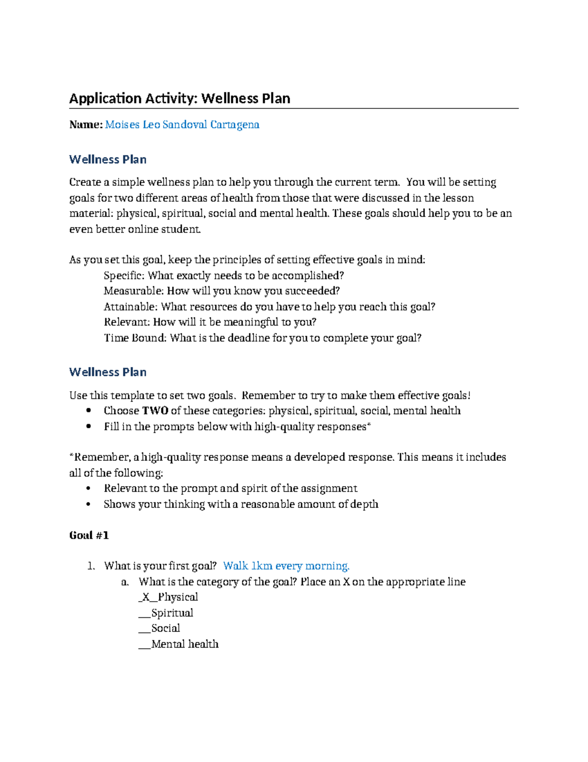 PC103 W03 Application Activity: Wellness Plan Template - Studocu