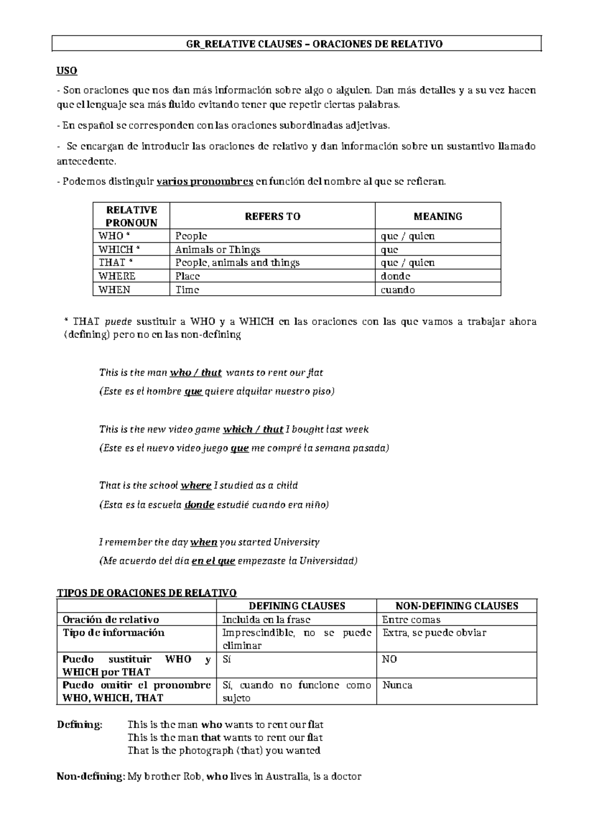 GR_RELATIVE CLAUSES – ORACIONES DE RELATIVO 4 ESO Basic - Studocu