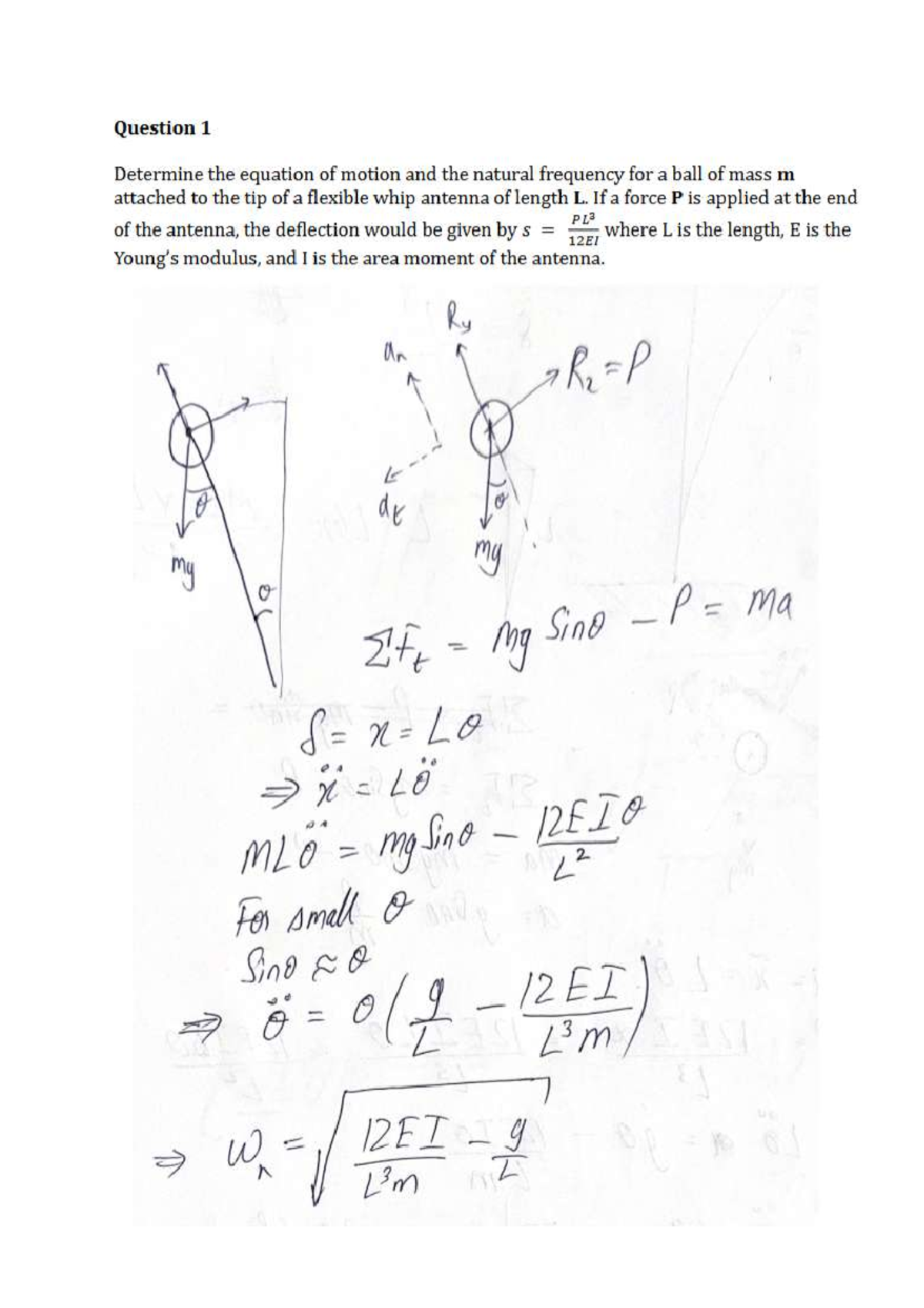 Physics 101: Equation of motion and natural frequency analysis - Studocu