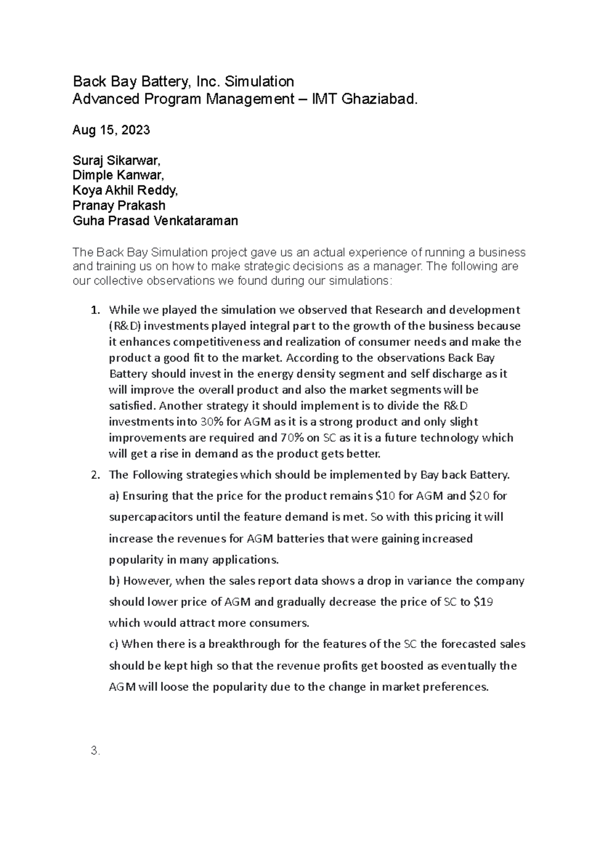 Group 25-Back Bay Battery Simulation Report - Advanced Program Mgmt IMT ...
