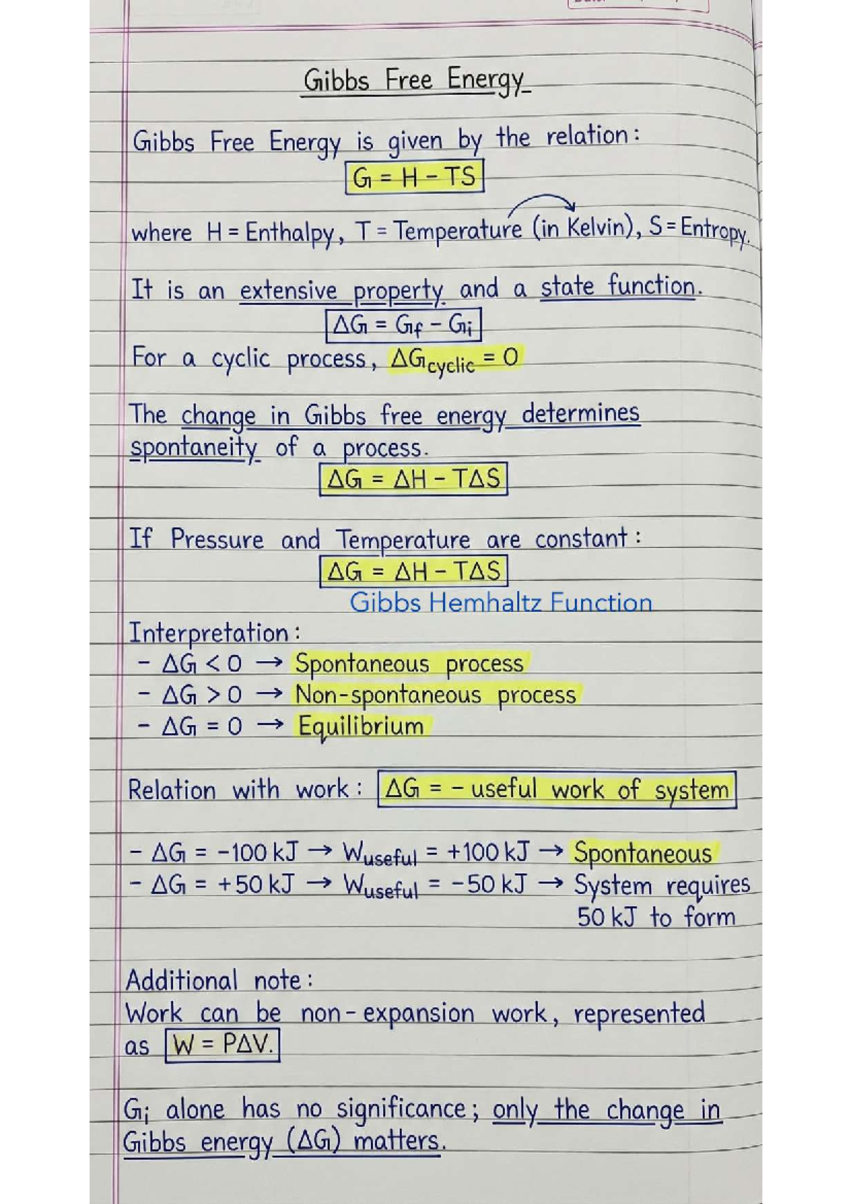 Gibbs Free Energy Overview and Calculations for Thermodynamics - Studocu