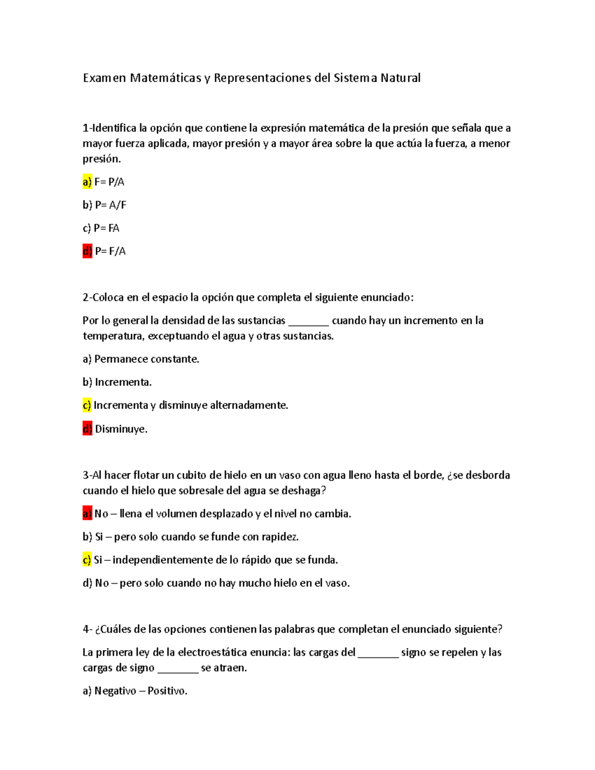 Examen Final: Matemáticas y Representaciones del Sistema Natural - Studocu