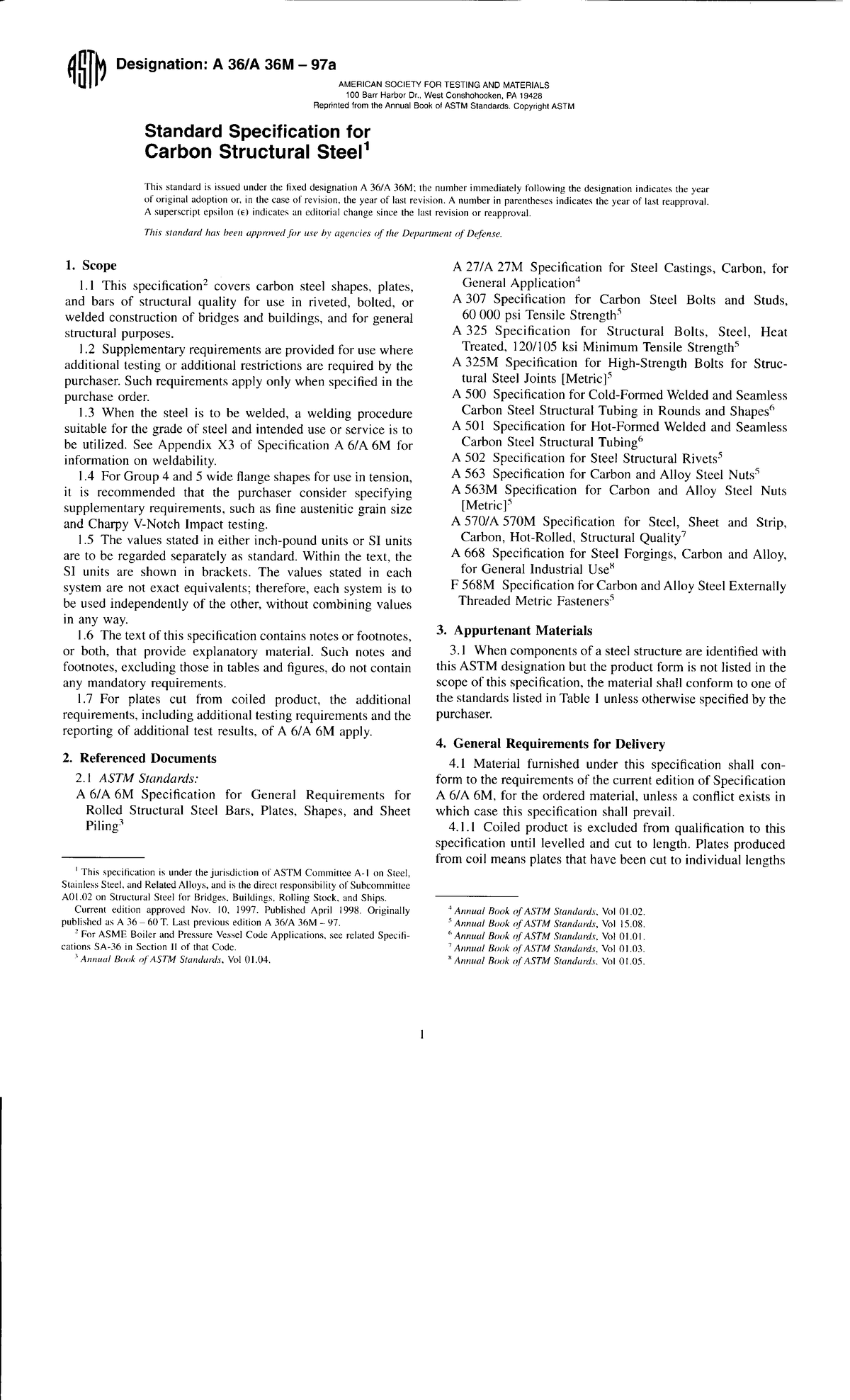 ASTM A36/A36M Structural Steel Specification Overview - Studocu