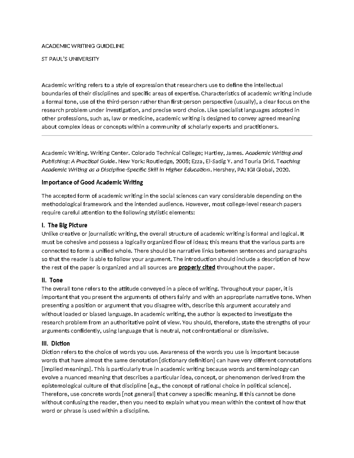 Academic Writing Guidelines: A Comprehensive Overview for ST University ...