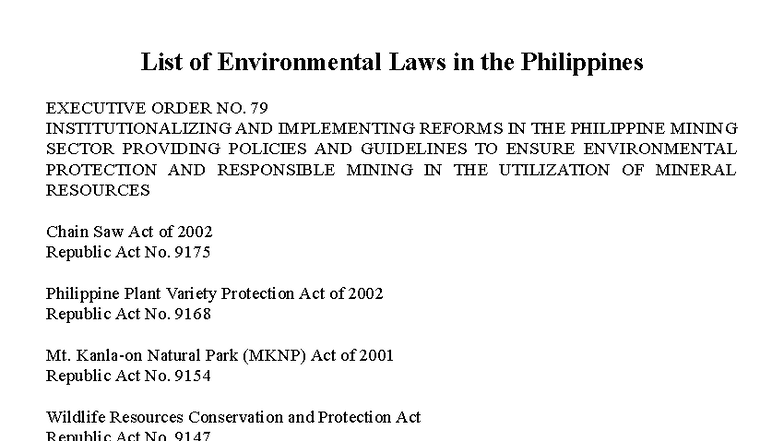 List of Environmental Laws in the Philippines: Key Regulations and Acts ...