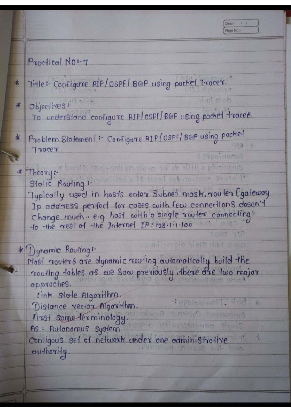 CNS Practical No.7: Configuring BGP with Packet Tracer - Studocu