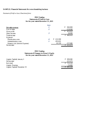 Financial Statements Service business - SAMPLE: Financial Statements ...