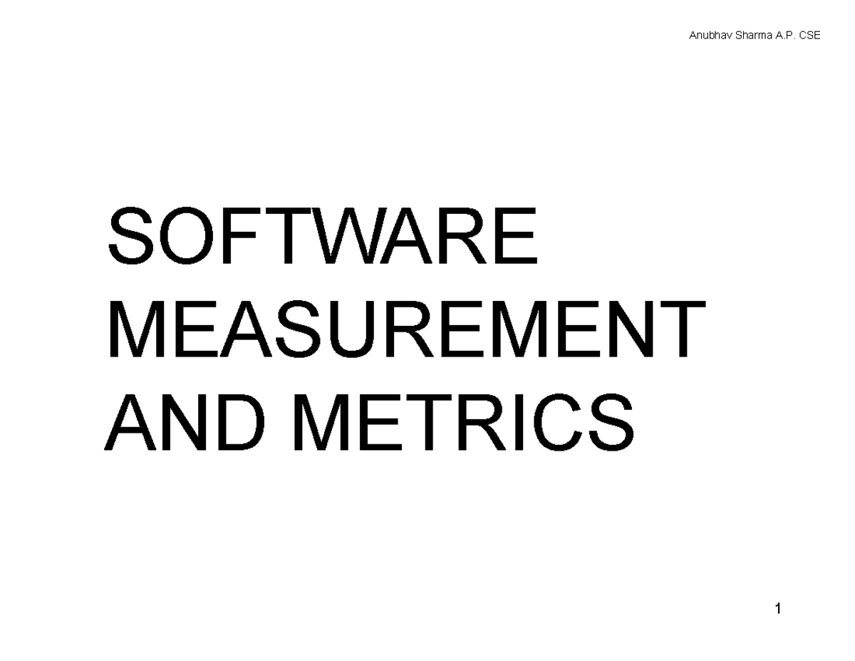 Unit 3 Software Metrics Overview - TBT SE - Studocu