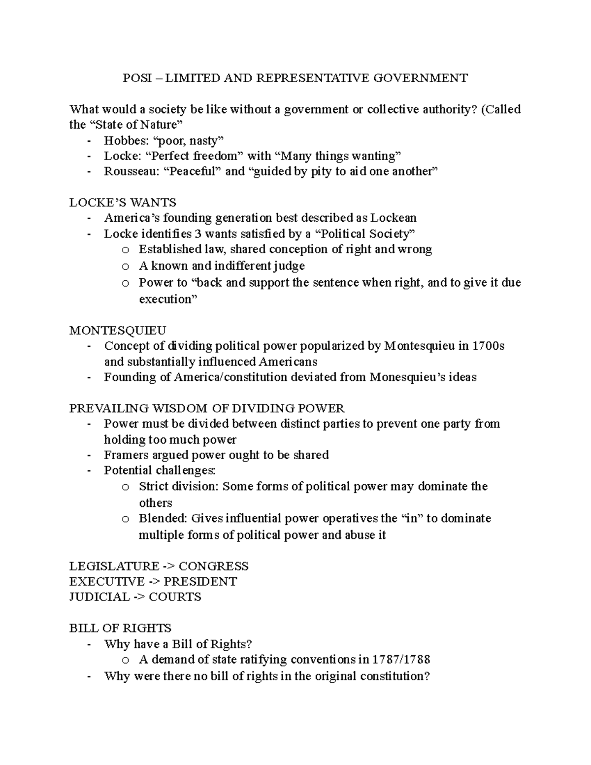 POSI 3 - Intro to Political Science Lecture Notes on Government - Studocu