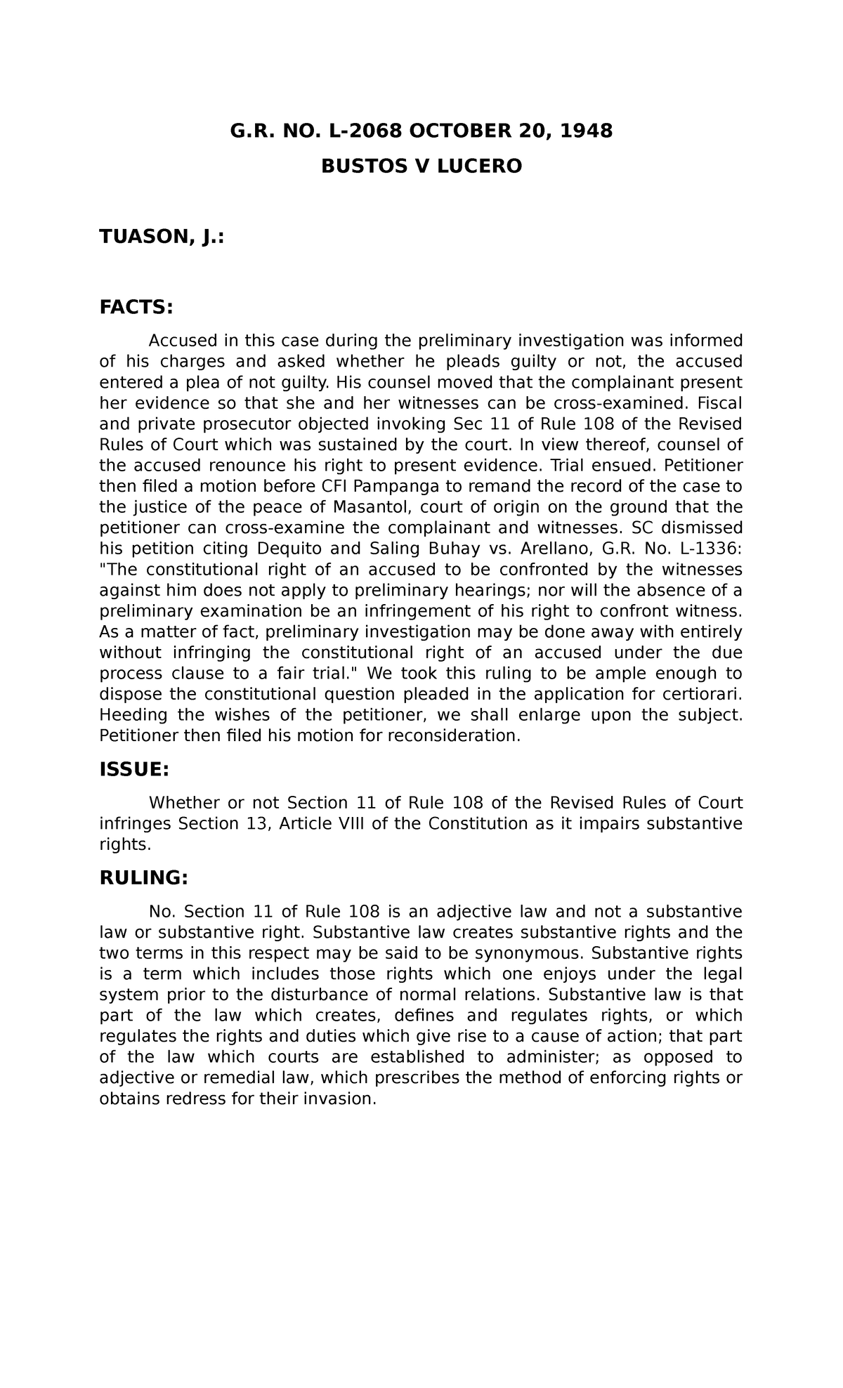 G.R. NO. L-2068: Analysis of Section 11, Rule 108 and Constitutional ...