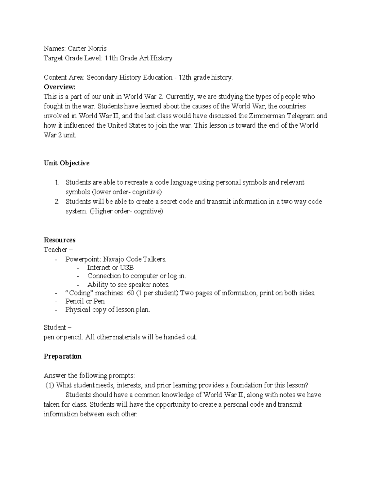 Uncrackable Code Lesson Plan for 11th Grade Art History (WWII Unit ...