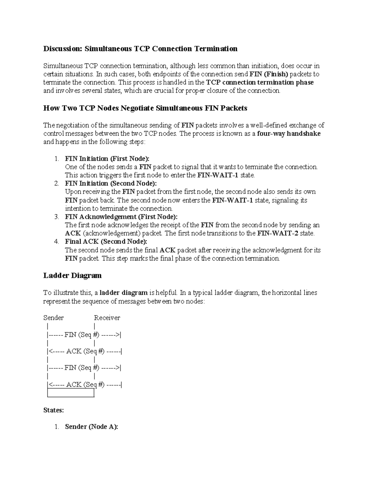 Communications and Networking DF 7 - Discussion: Simultaneous TCP Connection Termination - Studocu