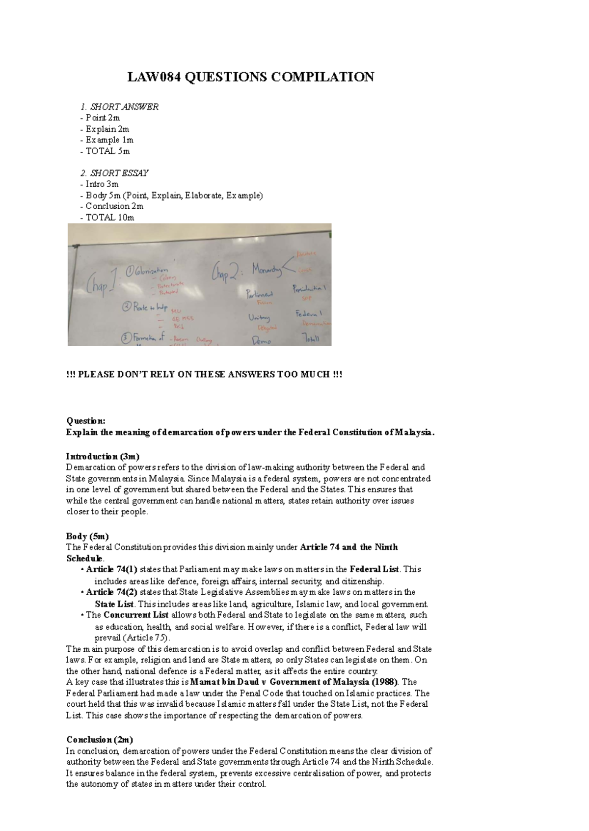 LAW084 Midterm Questions Compilation: Key Concepts and Case Studies ...