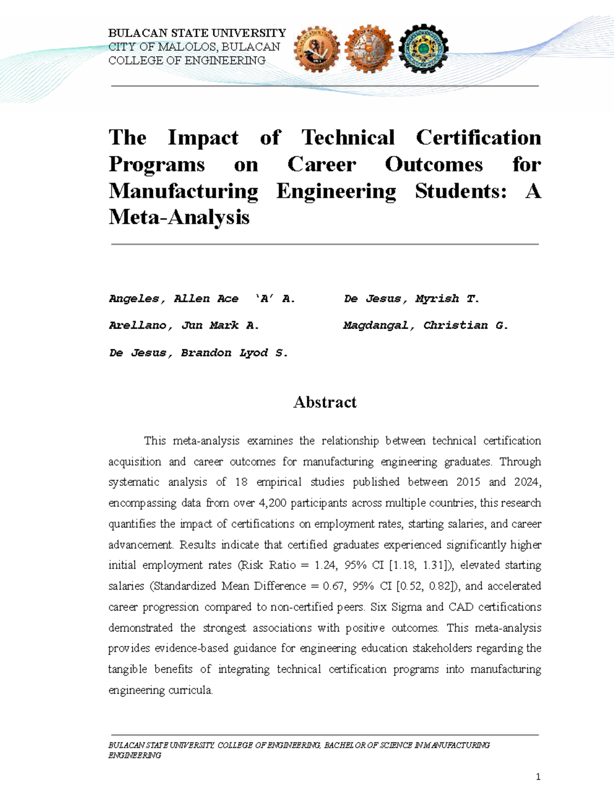 The Impact of Technical Certification on Career Outcomes for MFG Eng ...