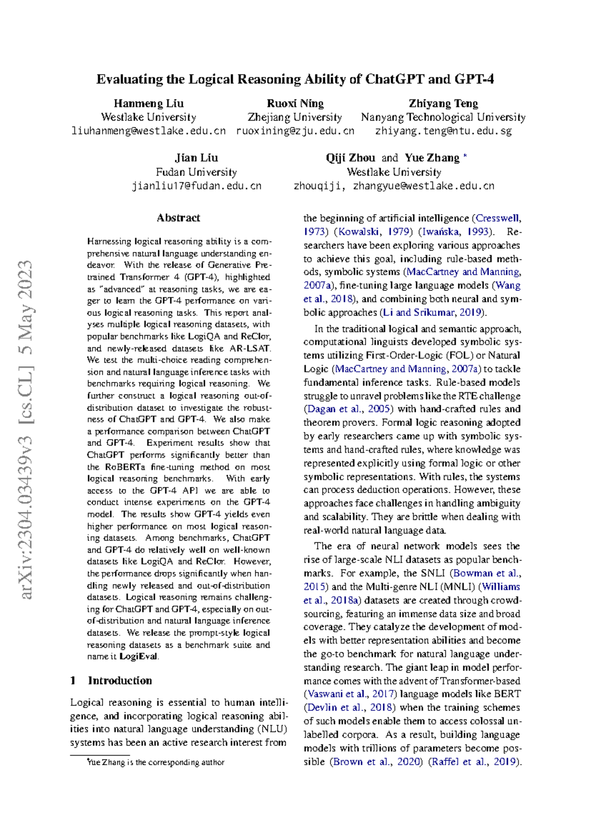 Evaluating Logical Reasoning of ChatGPT & GPT-4: Performance Insights ...