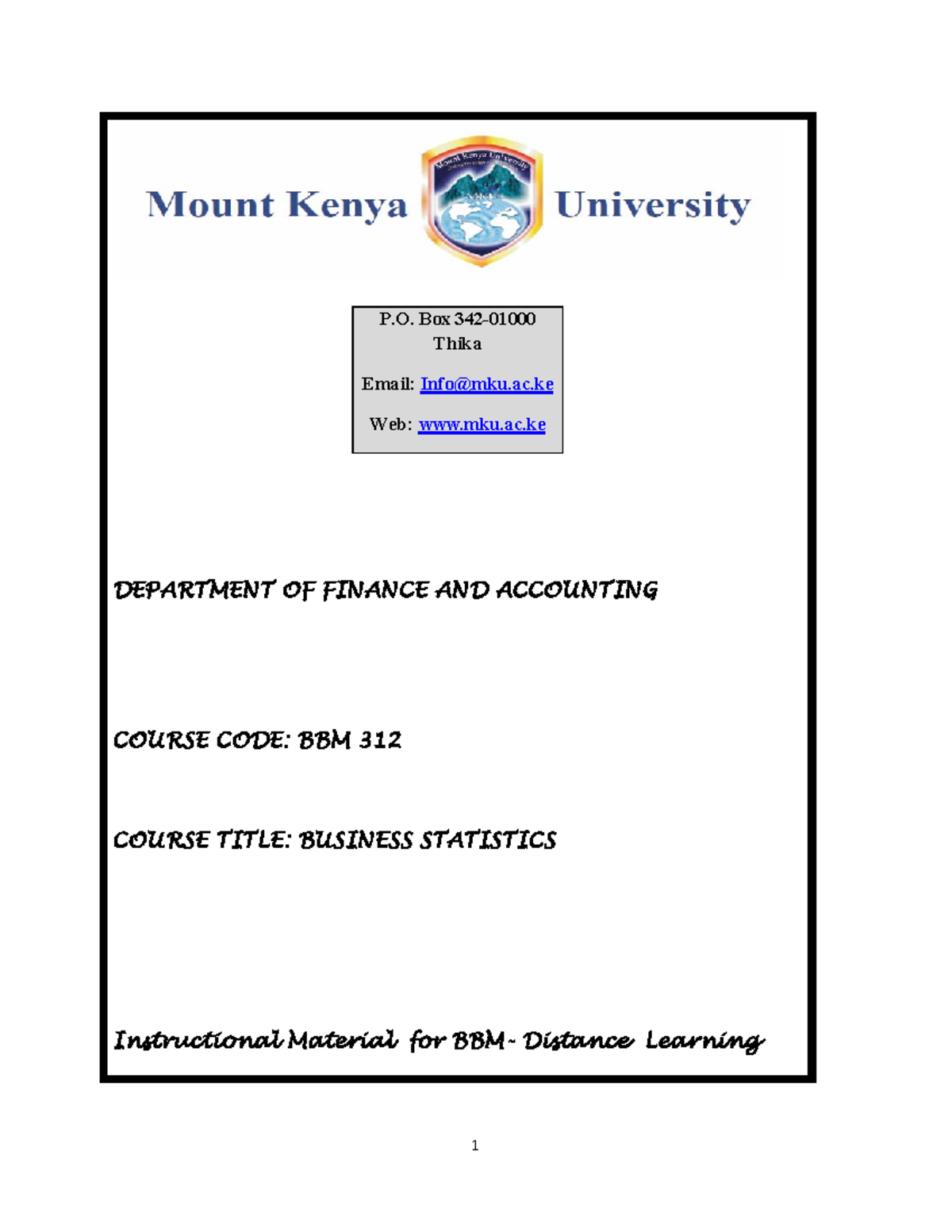 Business Statistics II: Comprehensive Study Material for BBM 312 - Studocu