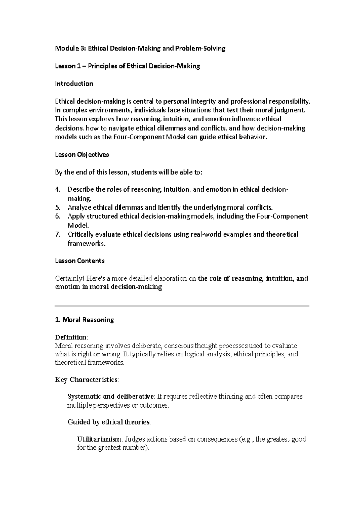 Module 3: Ethical Decision Making & Problem Solving Overview - Studocu