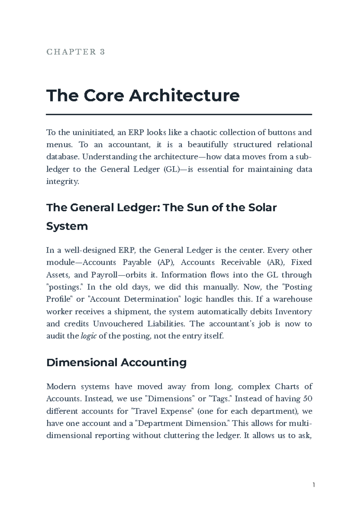 CHAPTER 3: Understanding ERP Core Architecture and General Ledger - Studocu