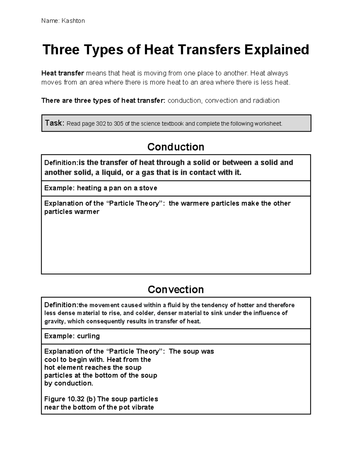 Copy of Three Types of Heat Transfers Explained - Name: Kashton Three ...