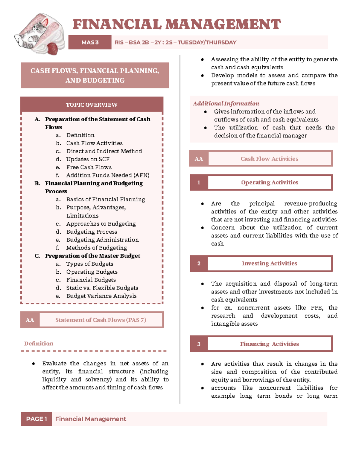 MAS 3 MIDTERM NOTES: Cash Flows, Financial Planning & Budgeting ...