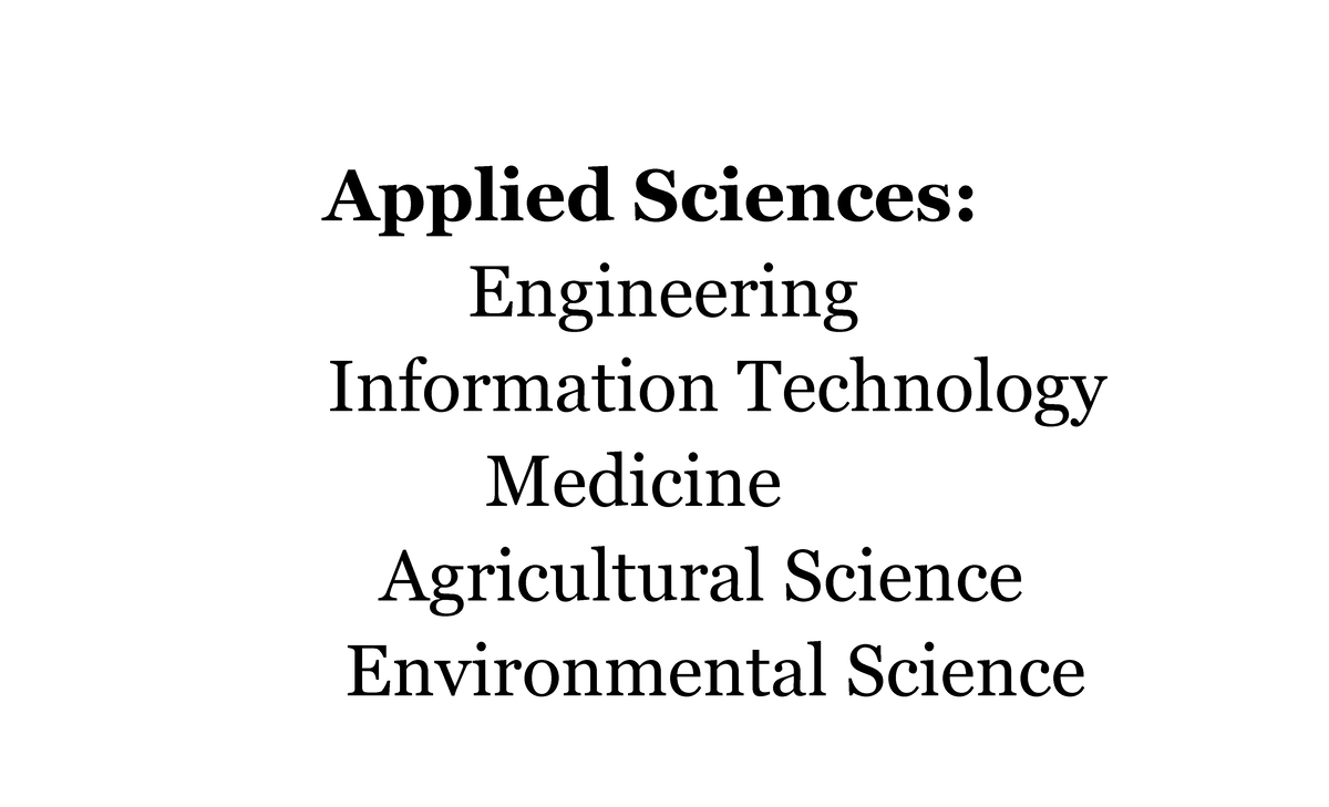 Applied Sciences - Different fields of science. - Applied Sciences ...