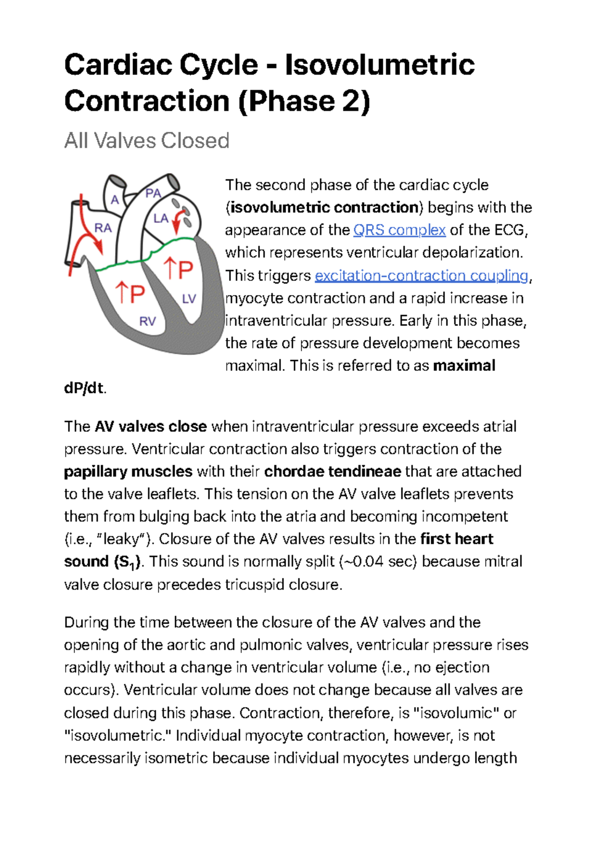CV Physiology Cardiac Cycle - Isovolumetric Contraction Phase 2 - Studocu