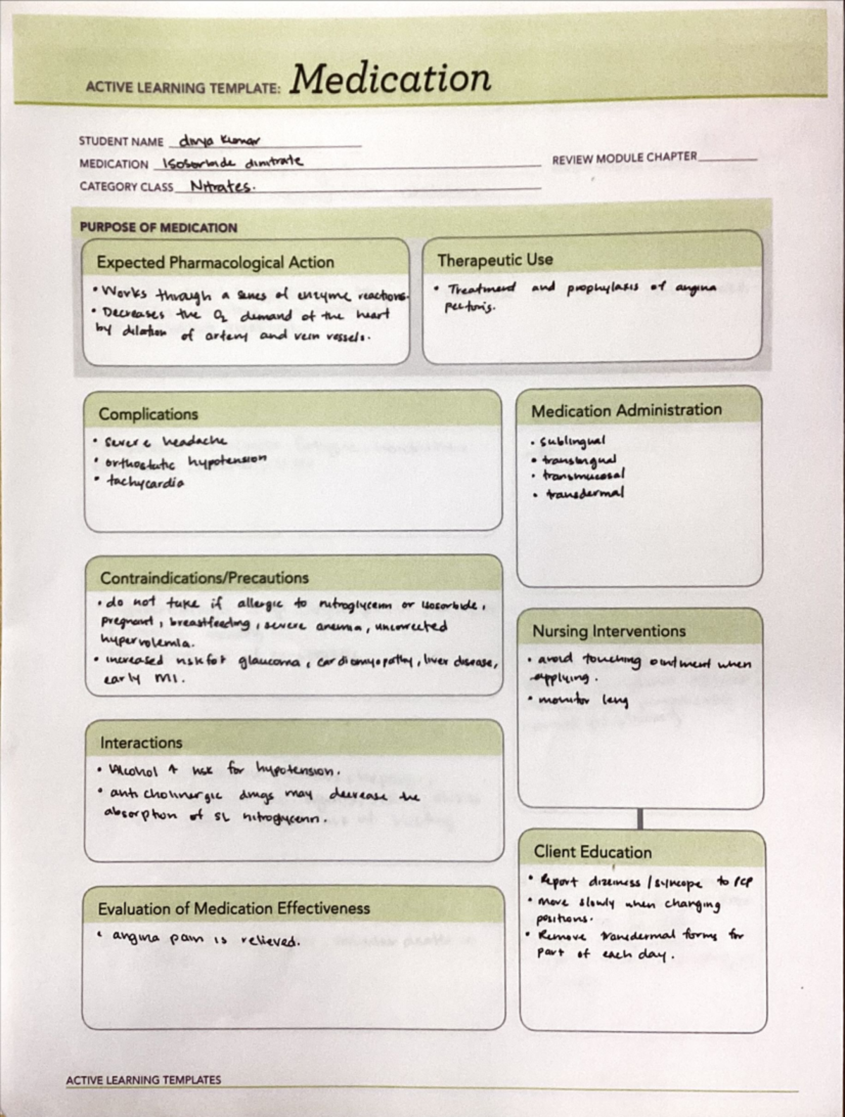 ACTIVE LEARNING TEMPLATE: Medications Overview for Nursing Students ...