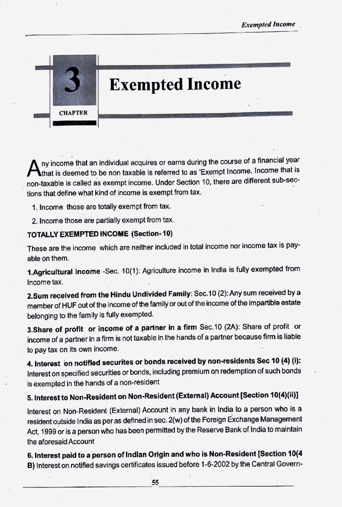 Exempted Income Overview - Chapter Notes and Key Sections - Studocu