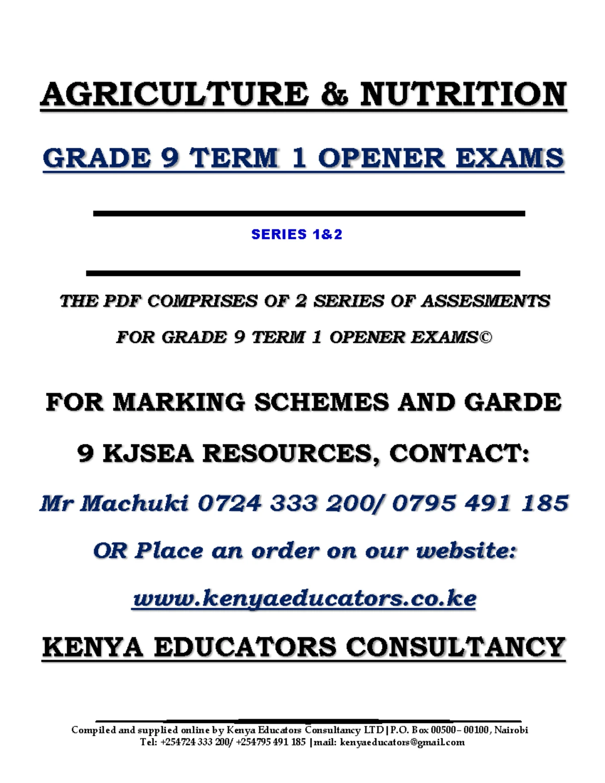 INT SCI G9 TERM 1 OPENER EXAMS SERIES 1 & 2 PDF ASSESSMENT - Studocu