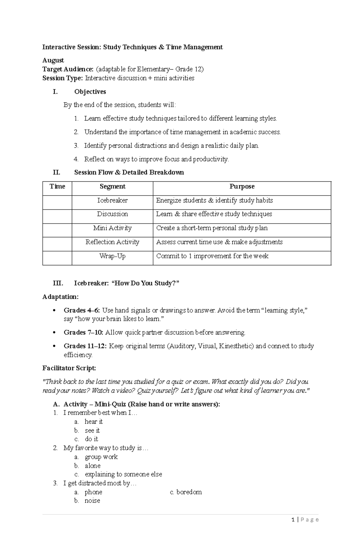 Interactive Session: Study Techniques & Time Management for Grade 12 ...