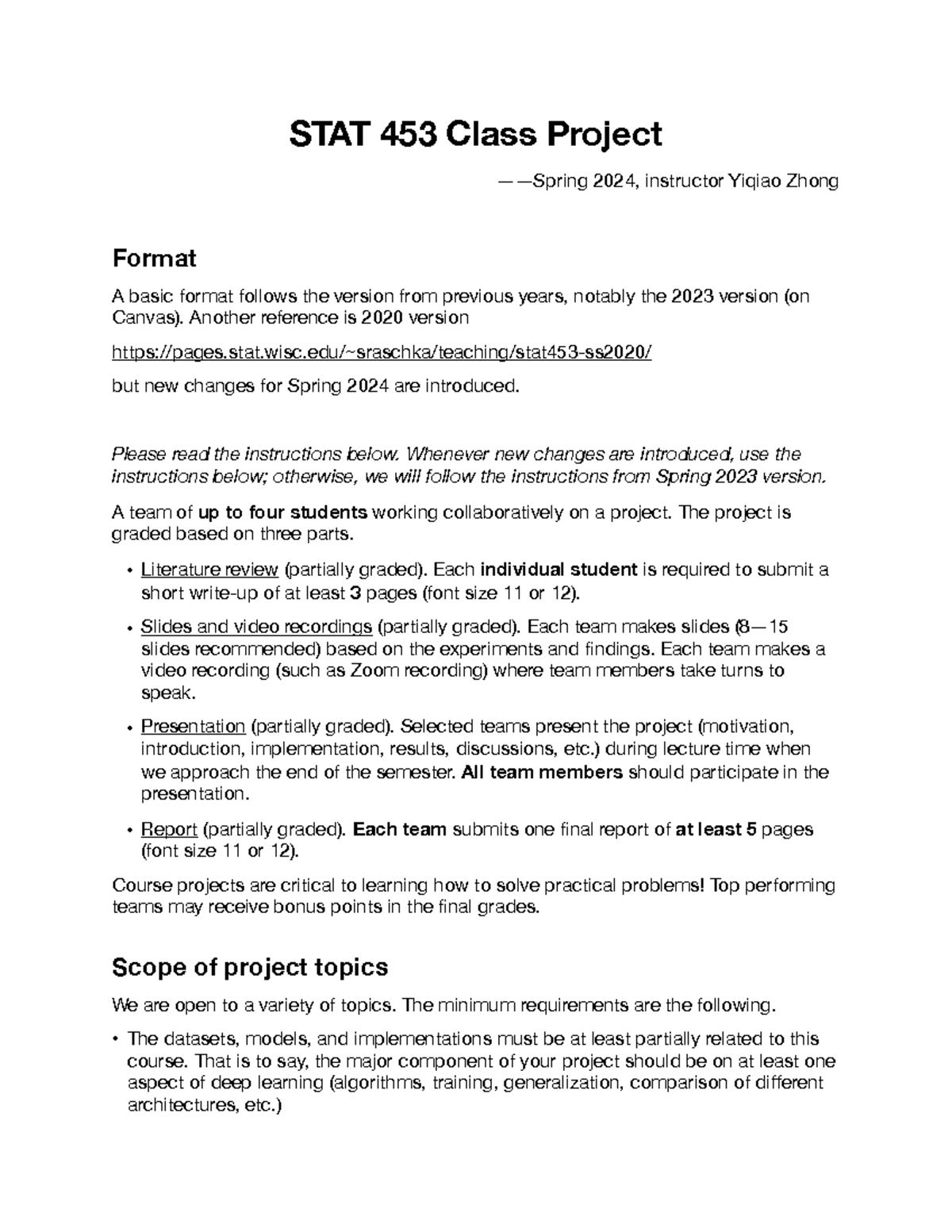 Stat 453 class project guidelines and requirements for 2024 - Studocu