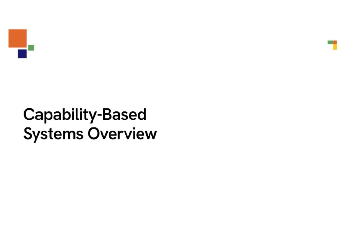 Capability Based System - Systems Overview Definition of Systems System ...