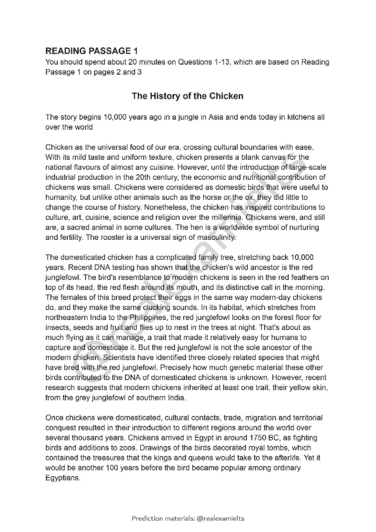 IELTS Reading Passage 1-3: The Evolution of Chickens and Bird ...