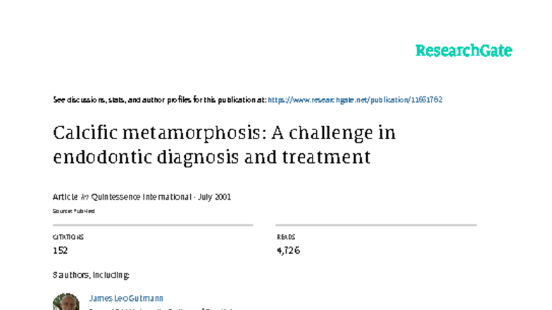 Calcific Metamorphosis: Challenges in Endodontic Diagnosis & Treatment ...