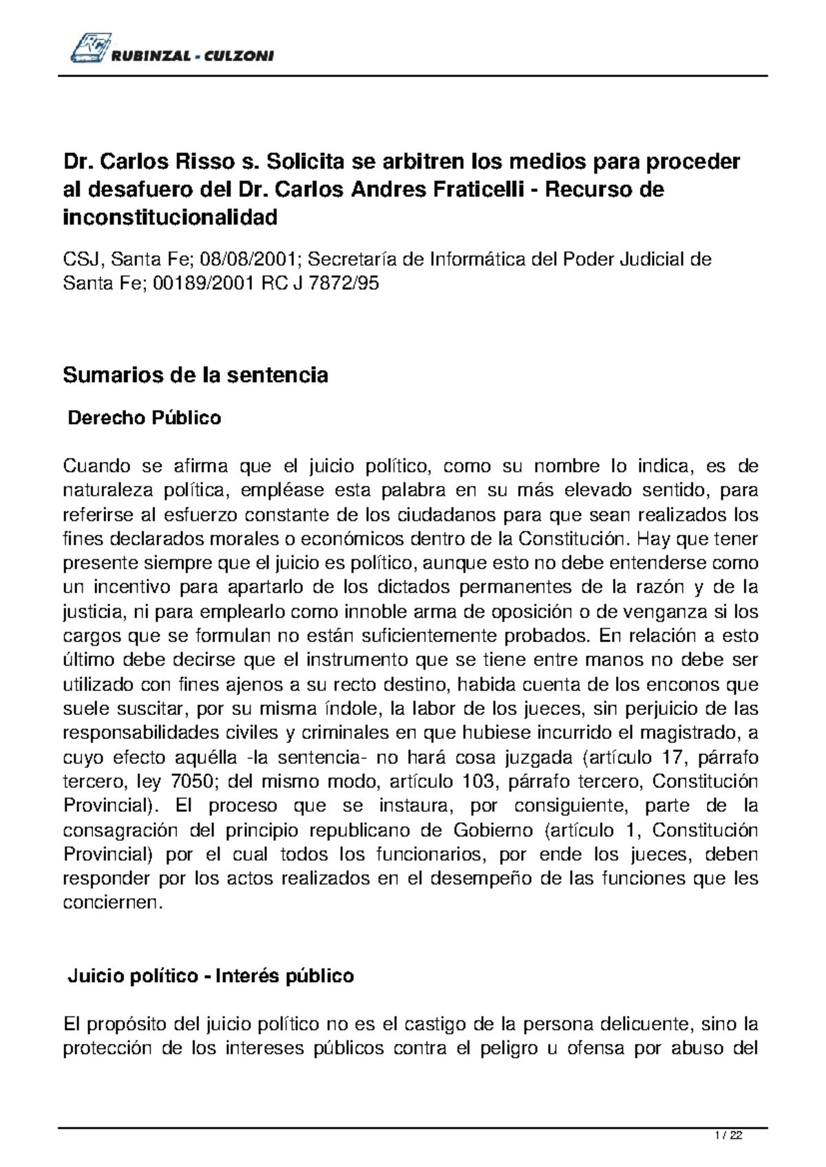 TP3 - Enunciado de la actividad - Documento complementario - Dr. Carlos Risso s. Solicita se ...