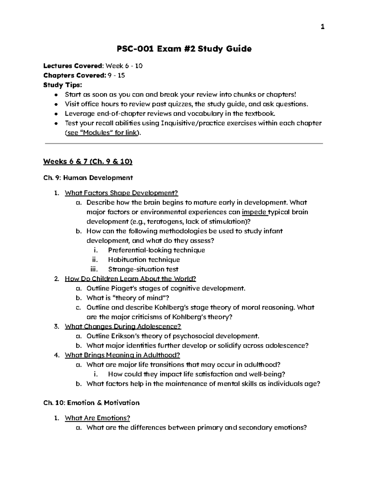 PSC-001 Exam 2 Comprehensive Study Guide for Weeks 6-10 - Studocu