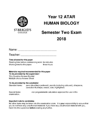 ATAR Human Bio - Grade: 12 - Western Australian Certificate of ...