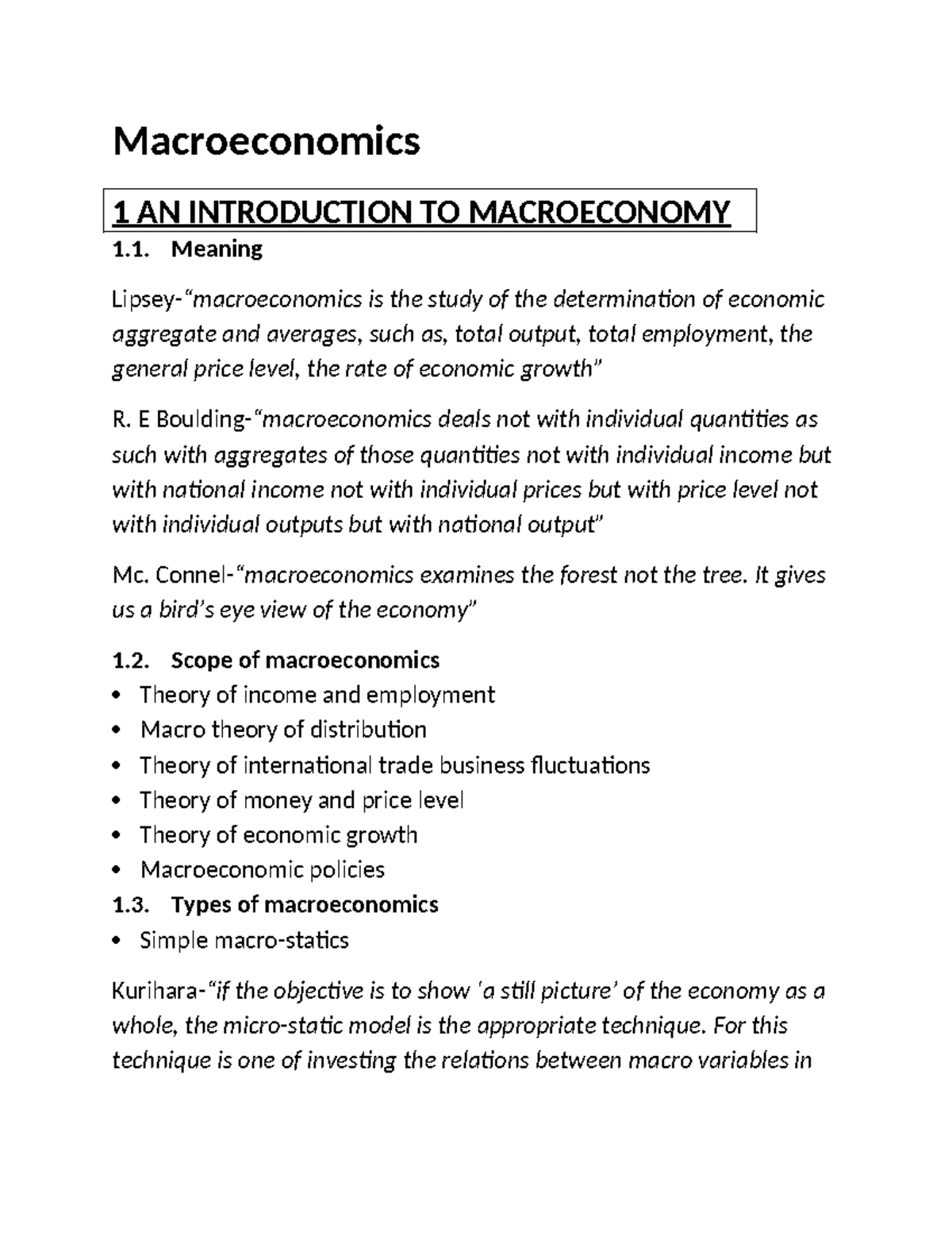 Macroeconomics 1: Understanding Economic Aggregates and Policies - Studocu