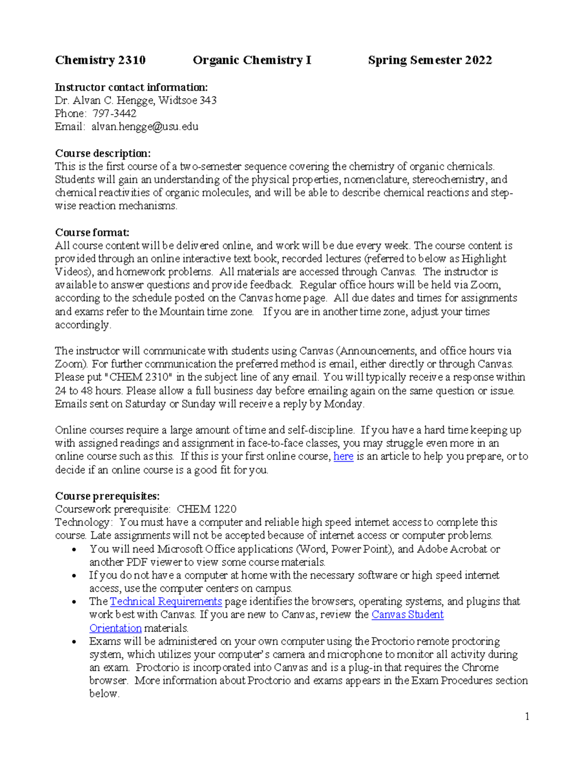 CHEM 2310 Final Exam Review - Organic Chemistry I Spring 2022 - Studocu